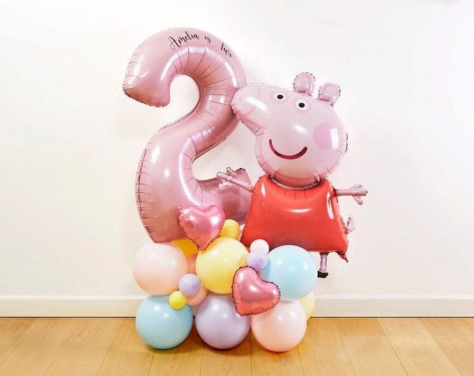 DIY Large Peppa Pig Balloon Sculpture, Peppa Pig Balloon Stack, Peppa ...