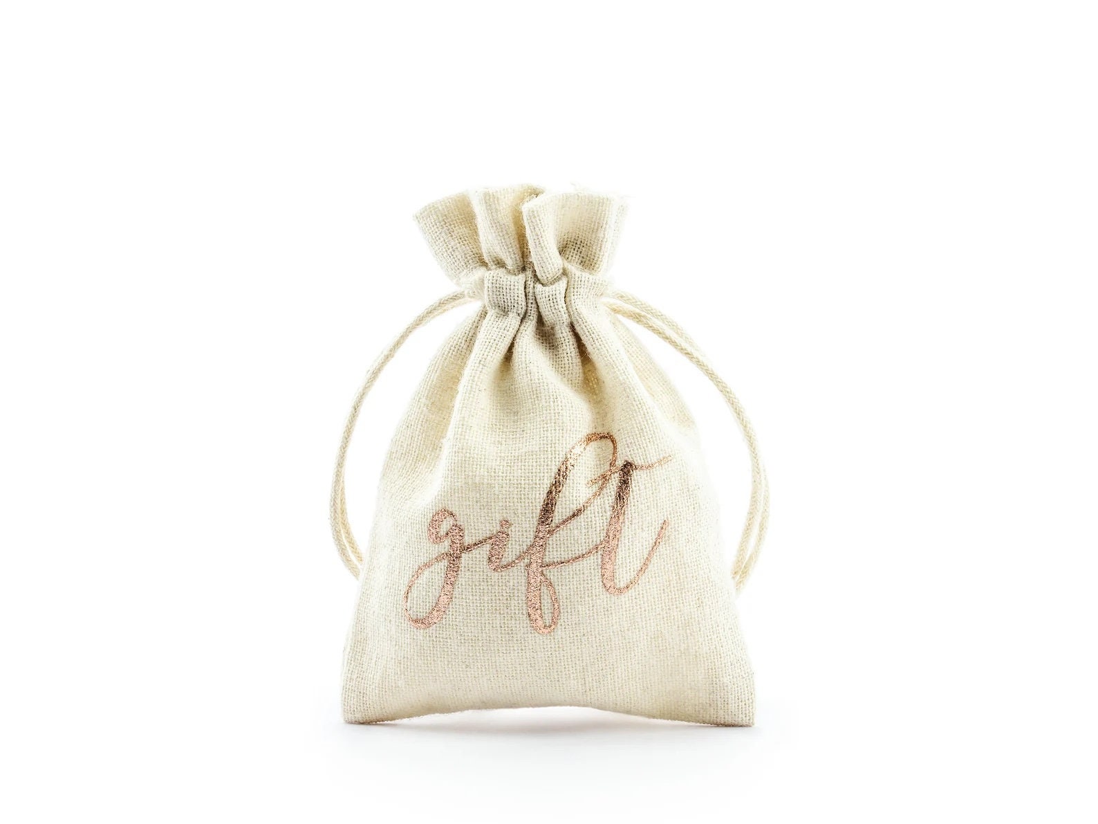 Cotton Gift Bags With Rose Gold Script, Thank You Pouches, Hangover ...