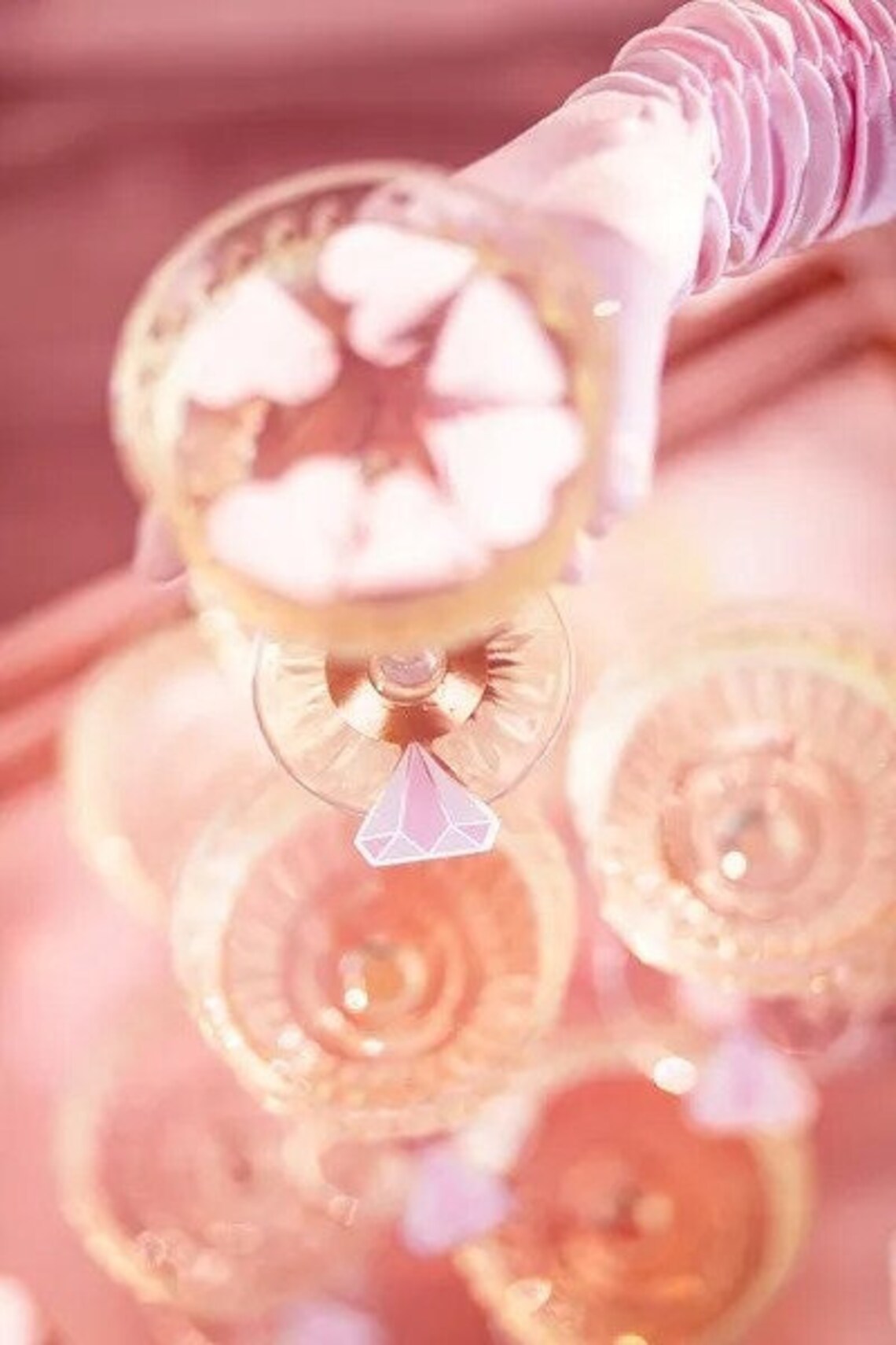 10 Pink and Rose Gold Ring Shaped Drink Glass Markers, Drink Tags for ...