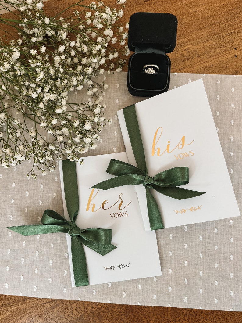 Gold Foiled His and Her Vow Books, Choose Your Ribbon Colour, Vow Book ...
