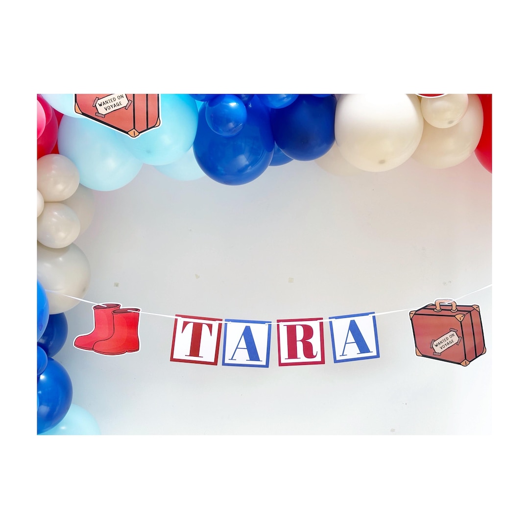 Personalised Red and Blue Block Banner, Any Wording, Paddington Banner ...
