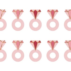 10 Pink and Rose Gold Ring Shaped Drink Glass Markers, Drink Tags for ...