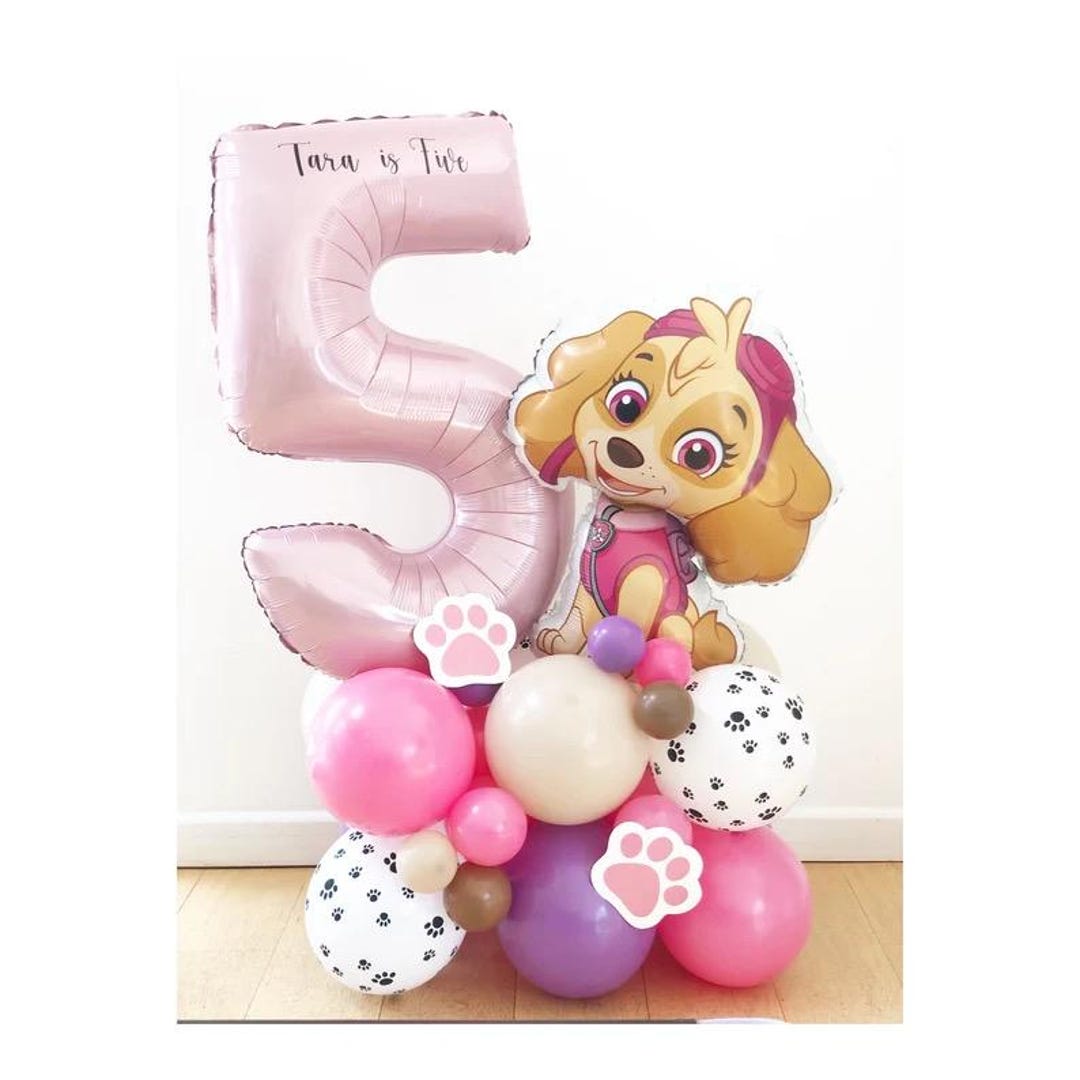 DIY 55" Girl Dog Birthday Balloon Sculpture, Skye Balloon Stack, Paw ...
