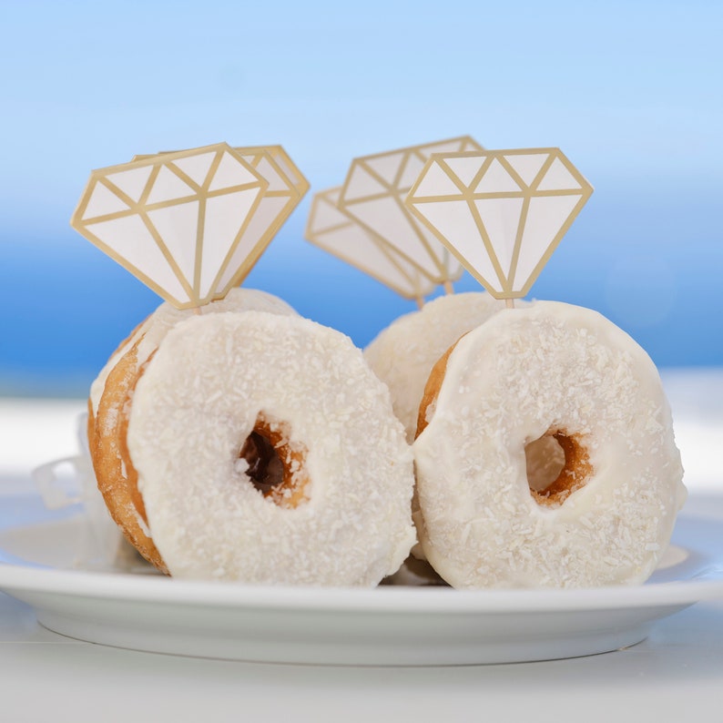 6 Donut Engagement Ring Toppers, Diamond Ring Cake Decorations, Food ...