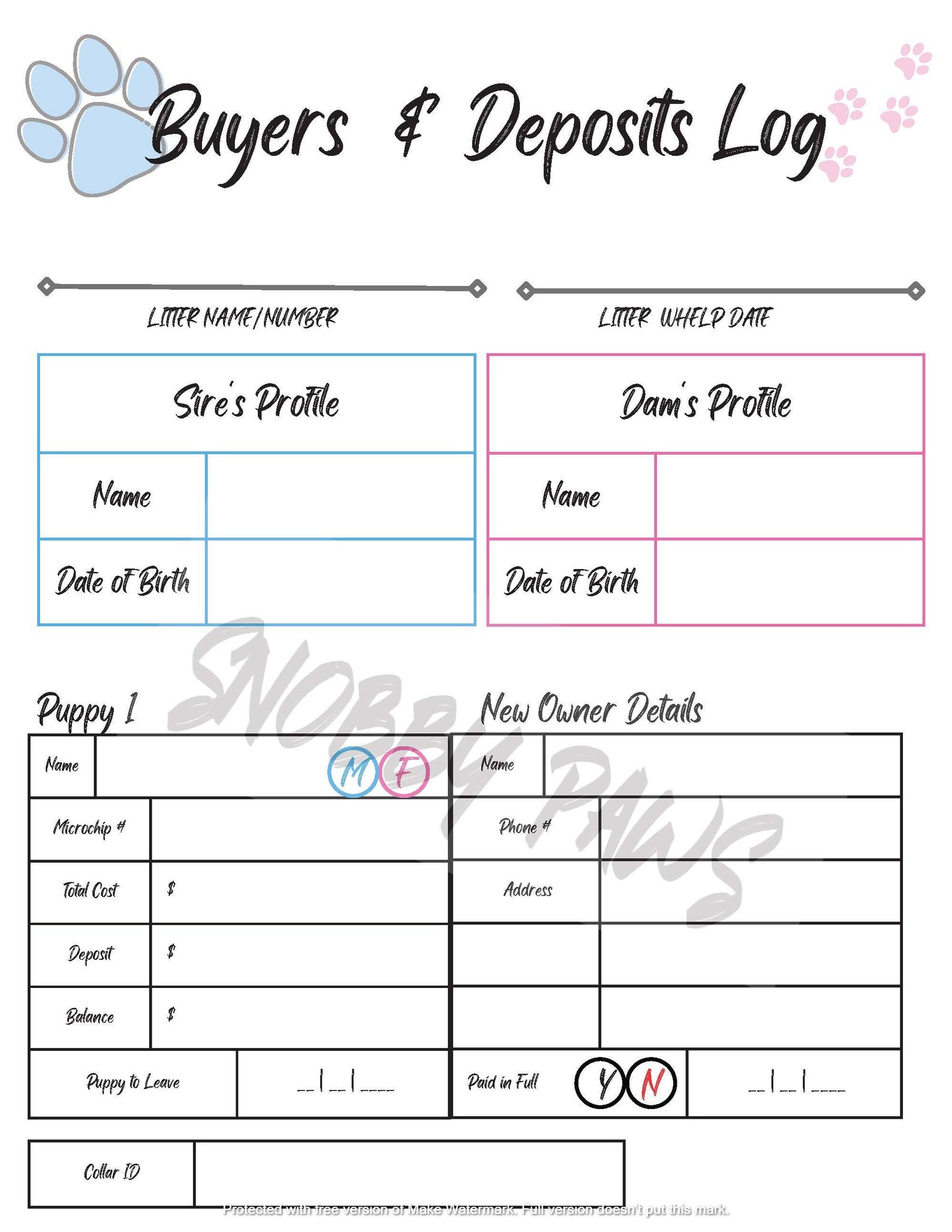 Buyers & Deposits Log - Etsy