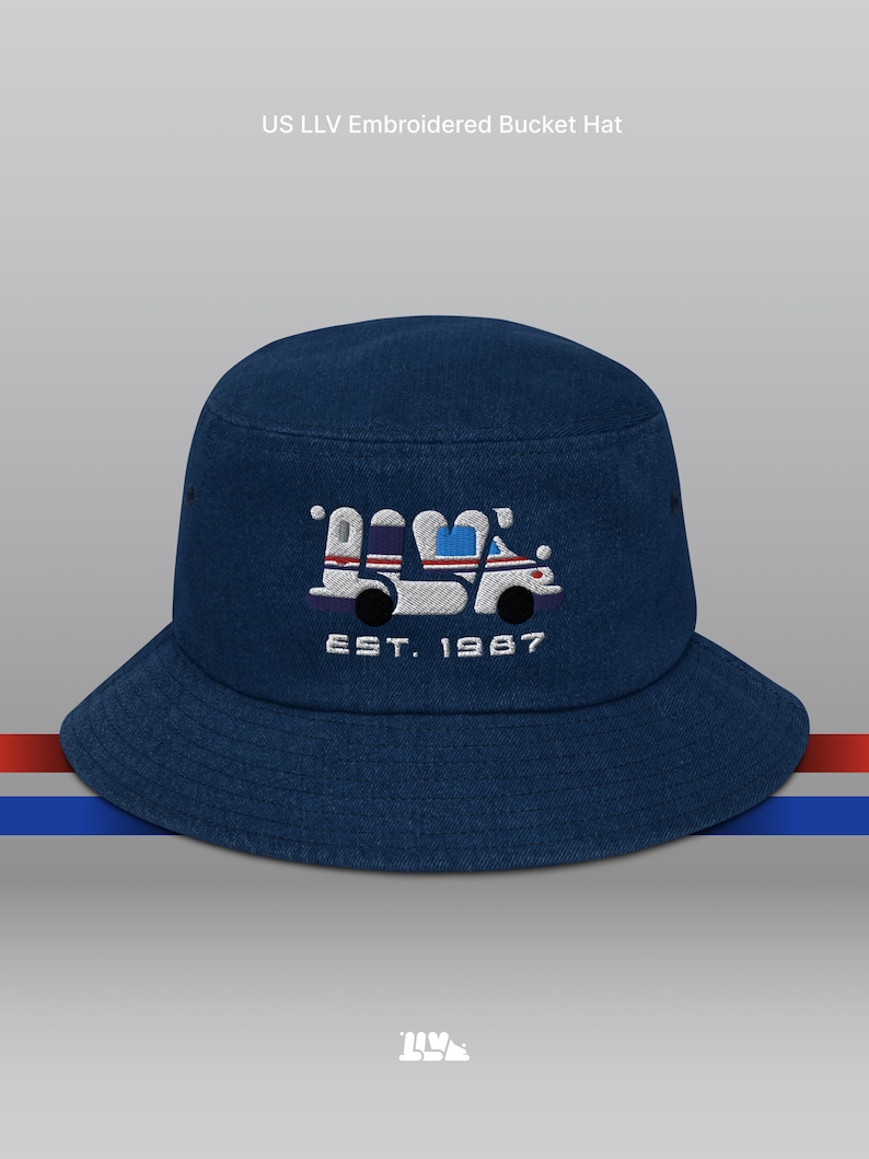 LLV Bucket Hat, Embroidered Mail Truck, Denim - Etsy
