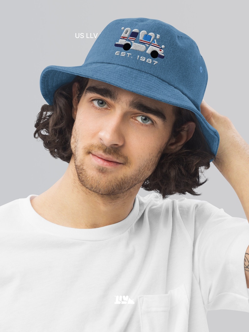 LLV Bucket Hat Embroidered Mail Truck Denim - Etsy
