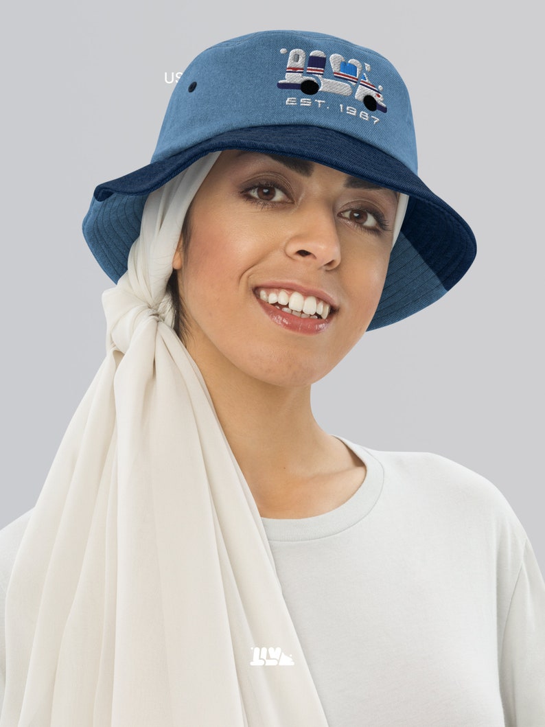 LLV Bucket Hat Embroidered Mail Truck Denim - Etsy