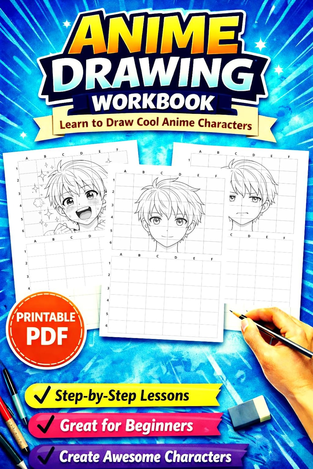 How to Draw Anime & Manga Faces – Printable Workbook | Anime Face ...
