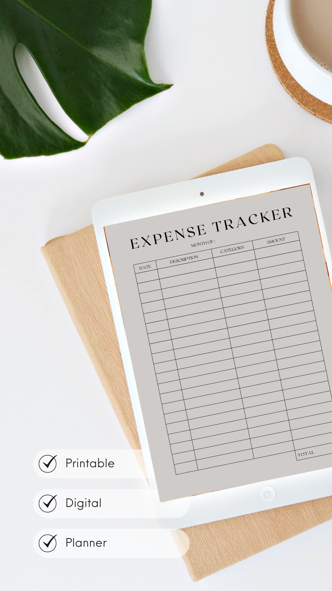 Expense Tracker Planner Template Elegant Minimalist Finance Digital ...