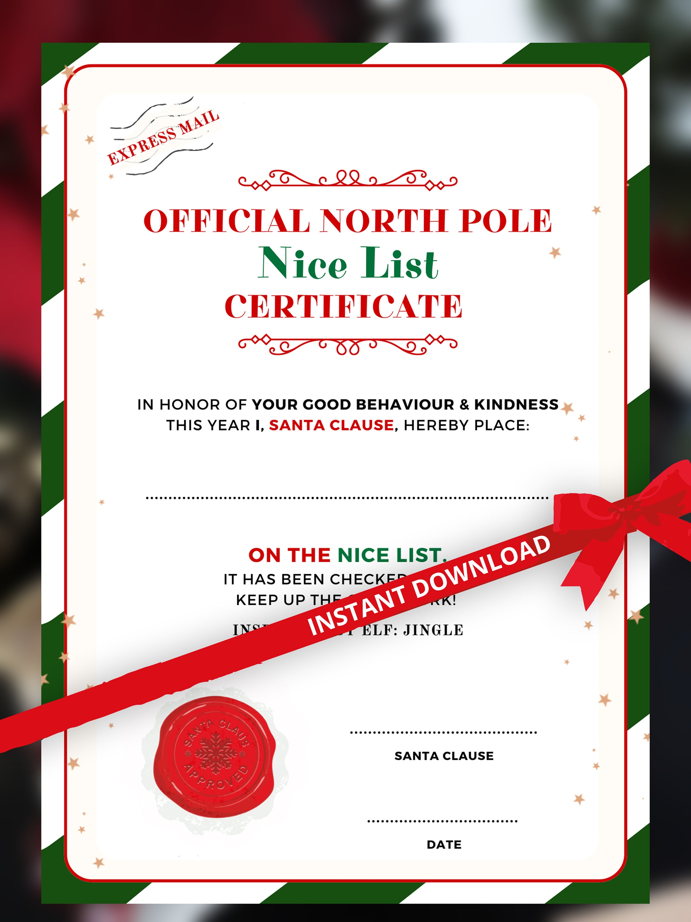 Nice List Printable Nice List Certificate Printable - Etsy