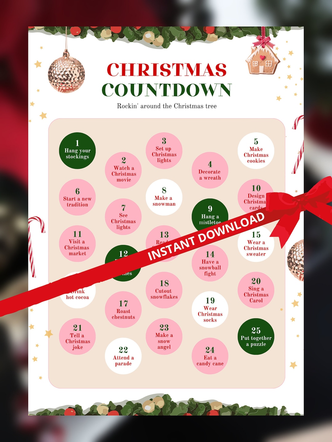 Christmas Countdown Printable - Christmas Countdown Activities for Kids ...