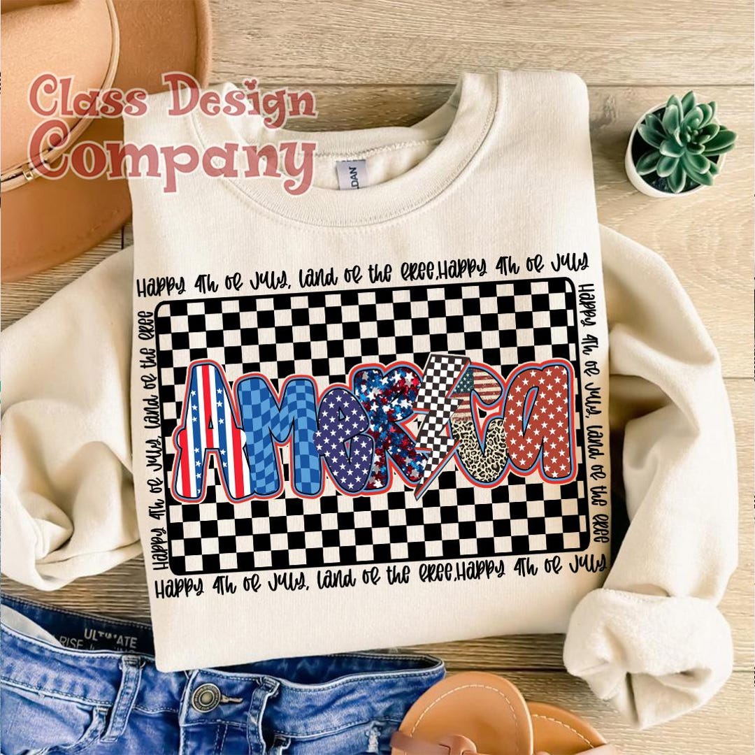 Checkered America Png, USA Png, 4th of July Png, America Checkered Png ...