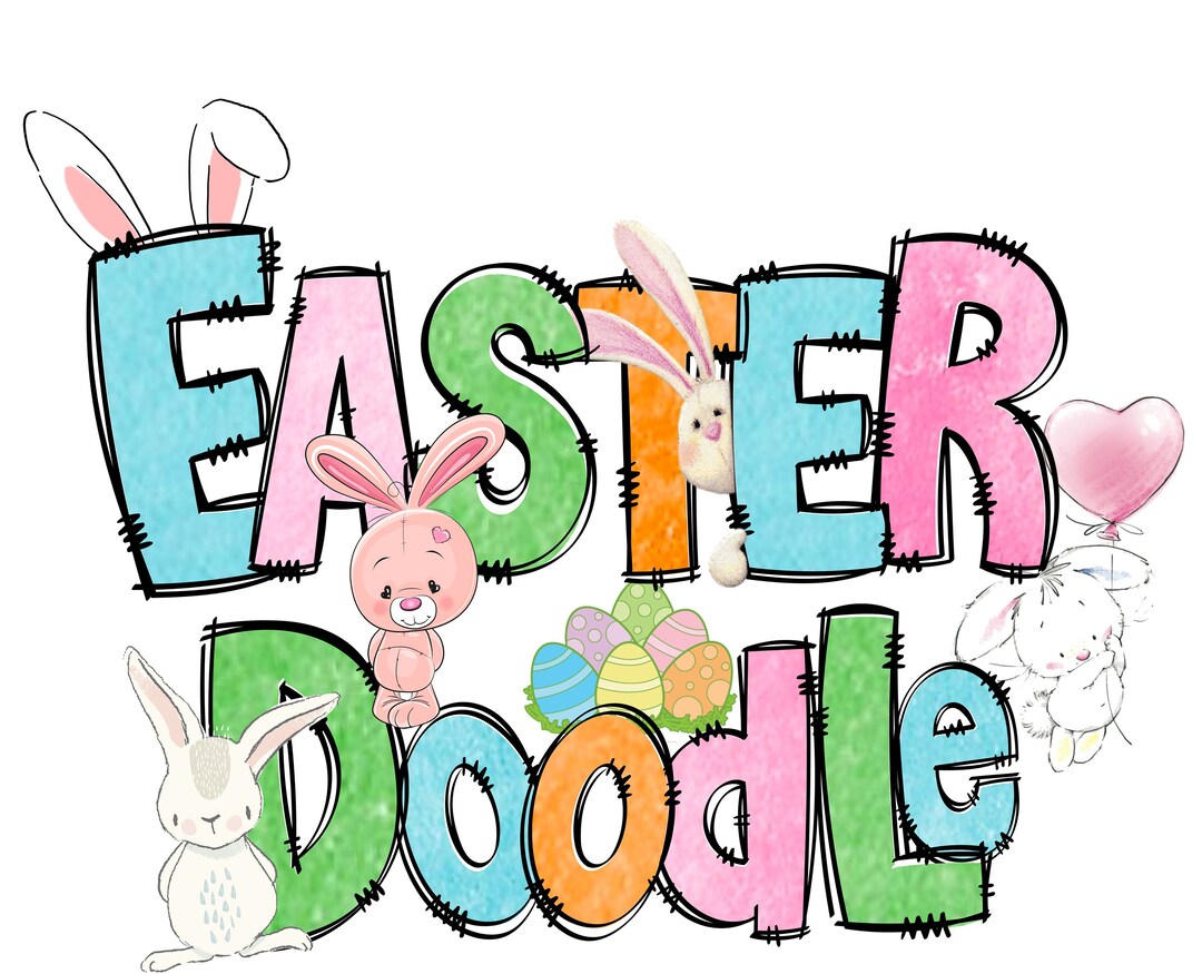 Easter Doodle Alphabet Bundle, Easter PNG Letters, Numbers ...