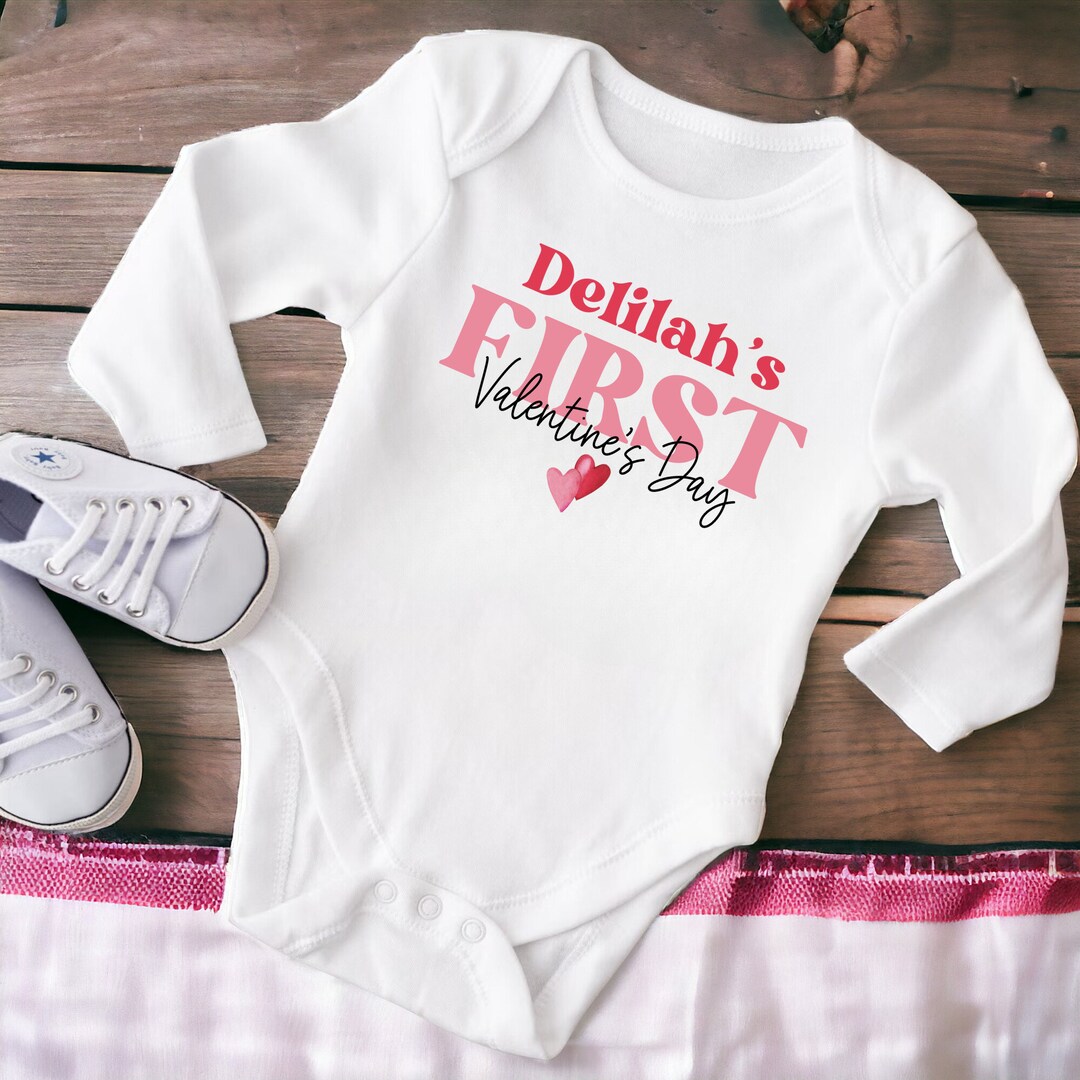 Custom First Valentine's Day Onesie®, Baby Valentine Onesie®, Valentine's Day Baby Outfit ...