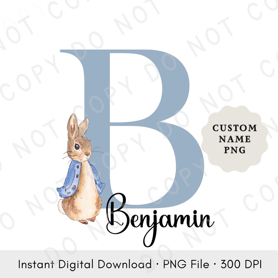 Peter Rabbit Name Initial Print | Personalized Bunny Nursery Art ...