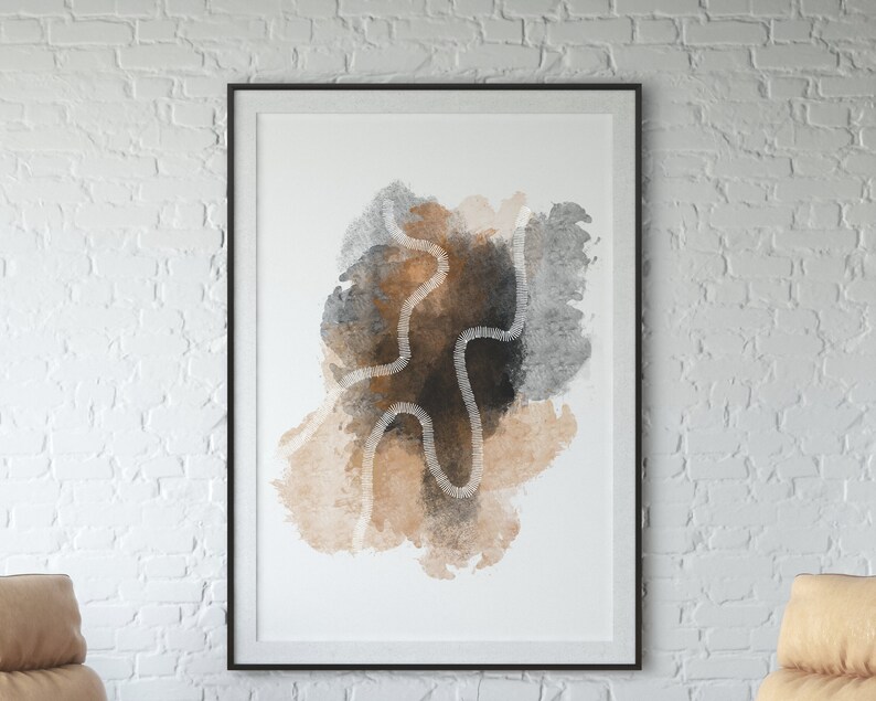 Beige Roadmap Abstract Art, Downloadable Artwork, Printable, Modern ...