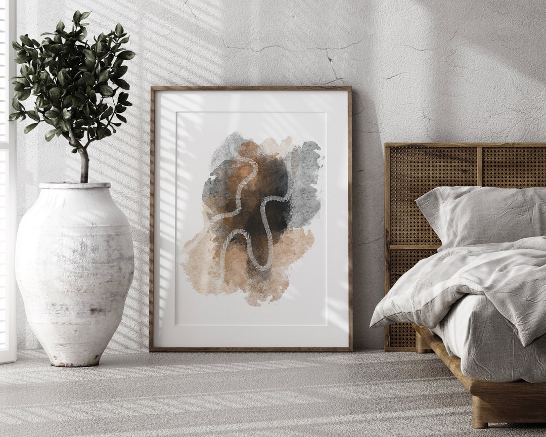 Beige Roadmap Abstract Art, Downloadable Artwork, Printable, Modern ...