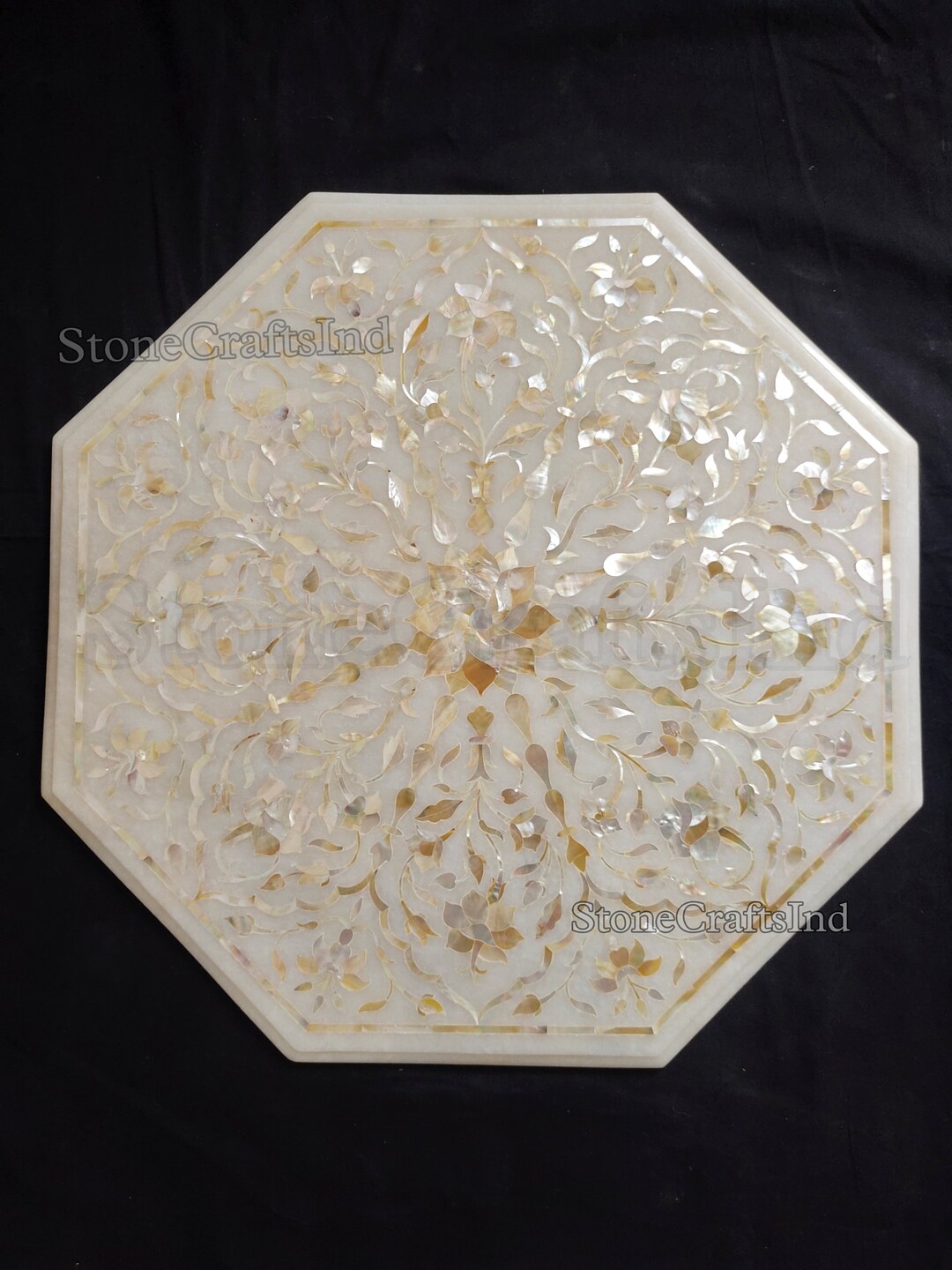 24 Beautiful Mother of Pearl Inlay Table Top / Marble Inlay Coffee ...
