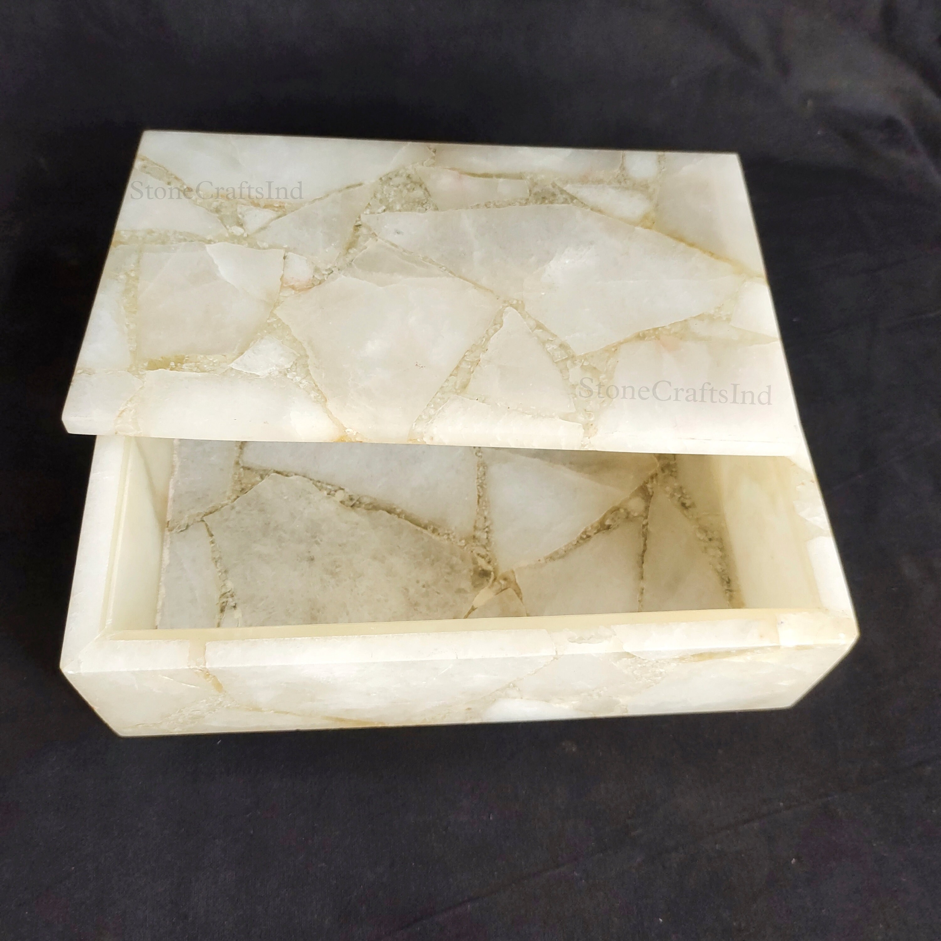 Natural White Quartz Jewelry Box Crystal Jewelry Box Gift for Home ...