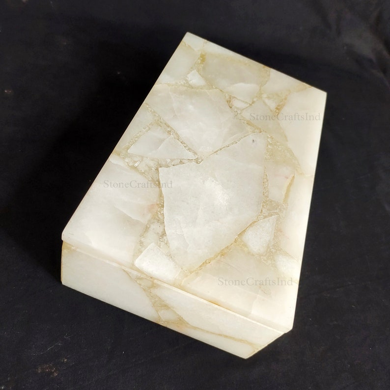 White Quartz Jewelry Box | Rectangle Crystal Keepsake, Home Decor - Etsy