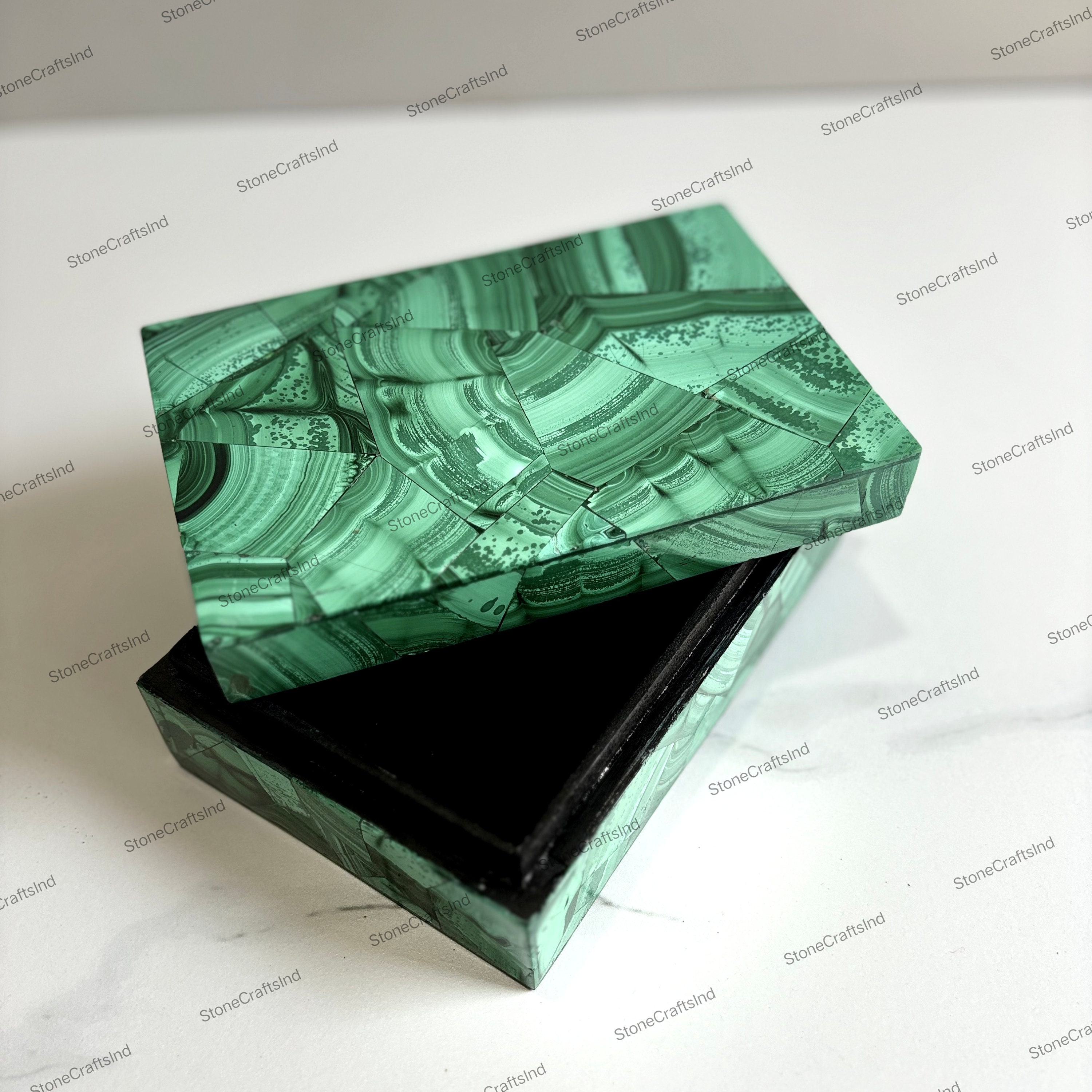Malachite Jewelry Box, Malachite Stone Random Work Multi Utility Box, Jewelry Storage, Storage ...