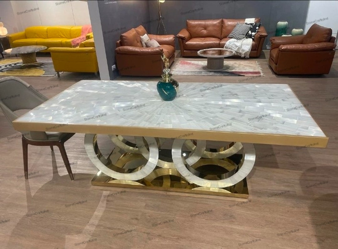 Handmade Selenite Stone Dining Table Top: Sunburst Design - Etsy