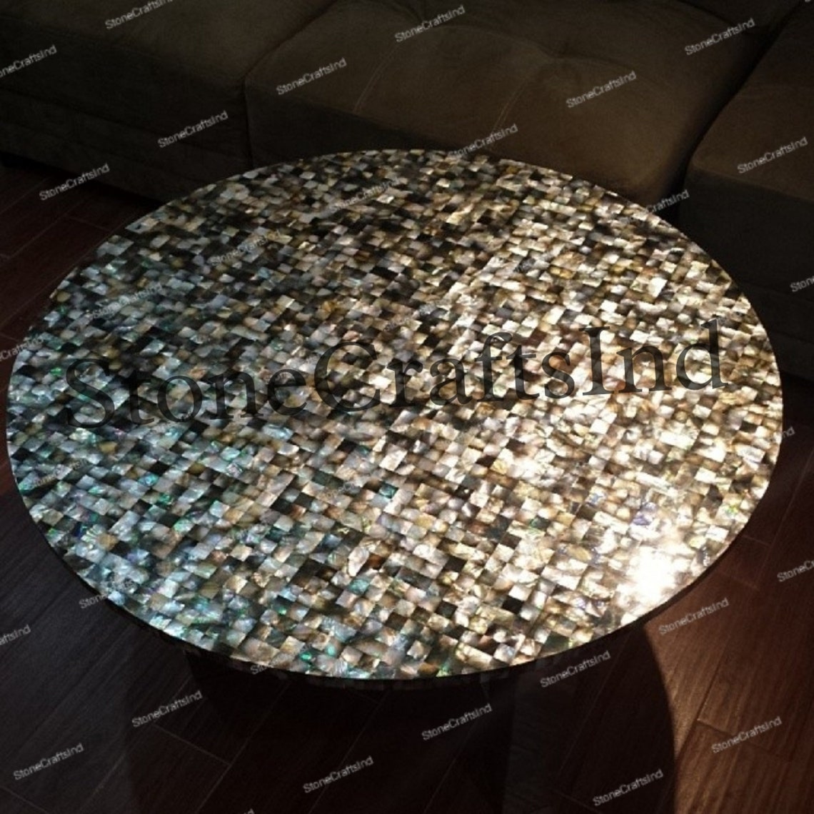 Mother of Pearl Coffee Center Table Top, Black Mop Dining Table Top ...