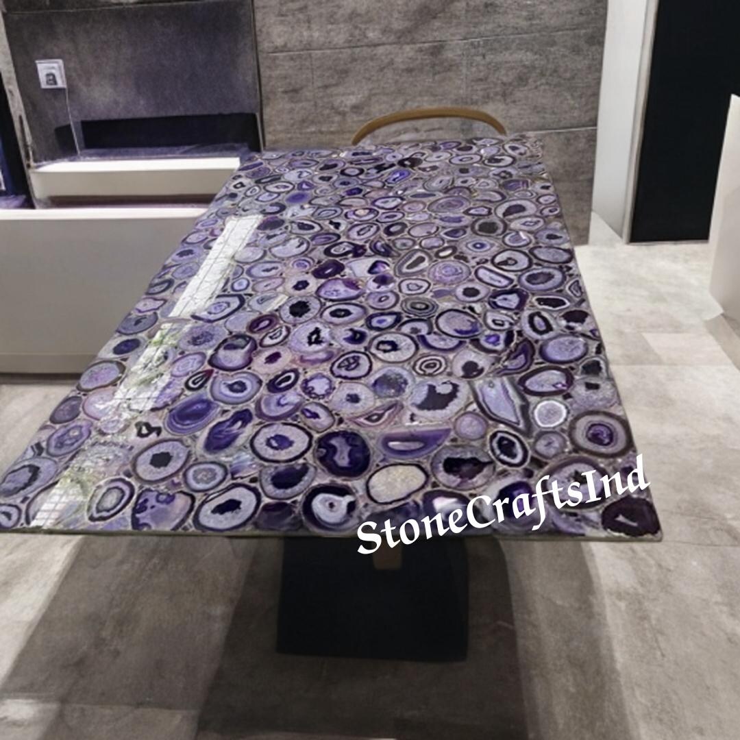 Purple Agate Dining Table Top, Stone Center Table - Etsy