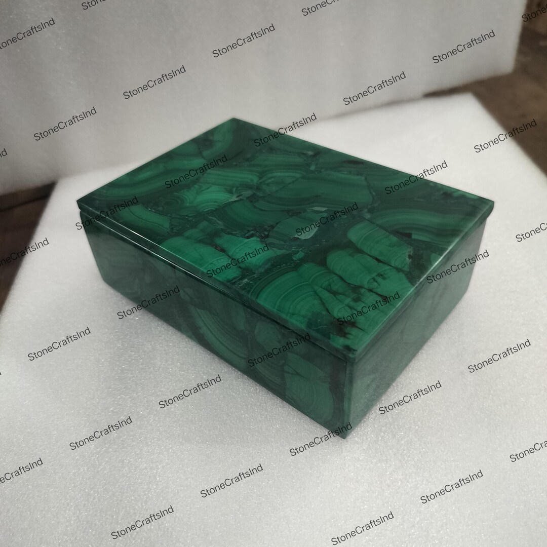 Natural Malachite Jewelry Box, Rectangle Stone Storage, Decorative Gift ...