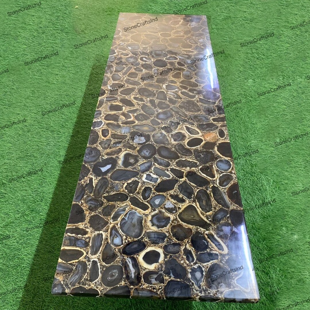 Black Agate Dining Table Top, Bota Stone Slab - Etsy
