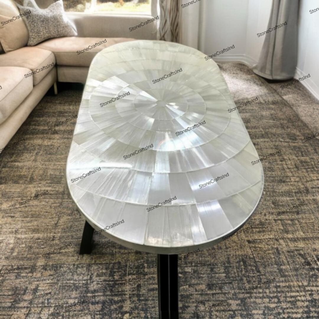Handmade Selenite Stone Coffee Table Top, Sunburst Design - Etsy