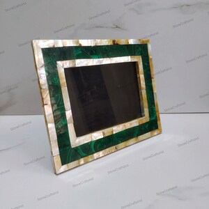 Malachite & Mother of Pearl Picture Frame / Natural Semiprecious Stones ...