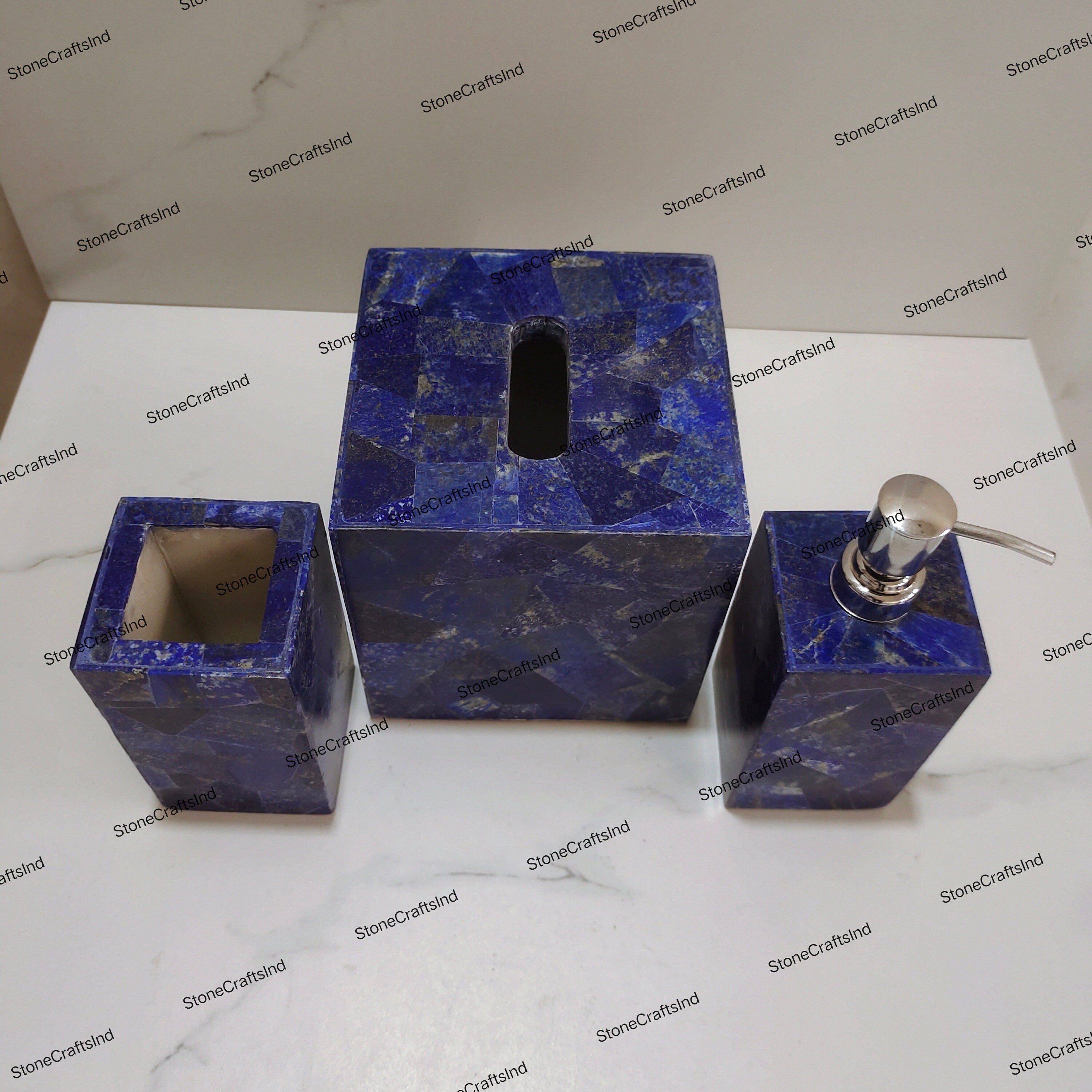 Lapis Lazuli Bathroom Accessories Set 3 Piece Lapis Lazuli - Etsy