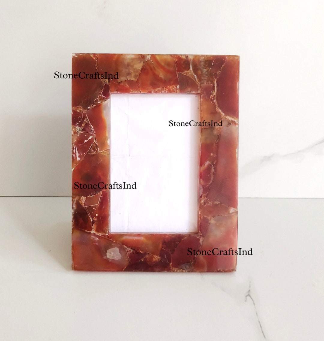 Red Onyx Picture Frame, Onyx Stone Photo Frame, Gift for Her, Birthday ...