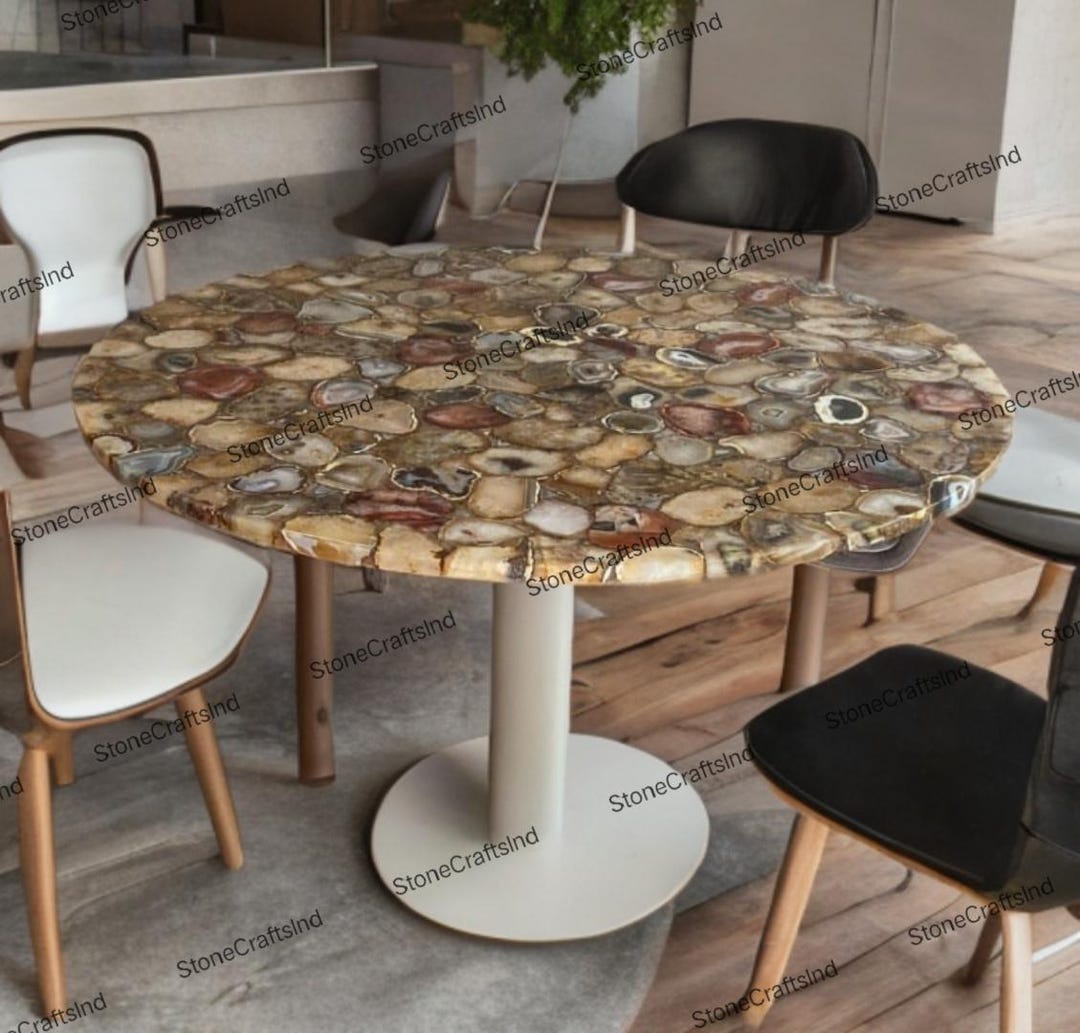 Round Agate Stone Table Top, Home Decor Furniture - Etsy