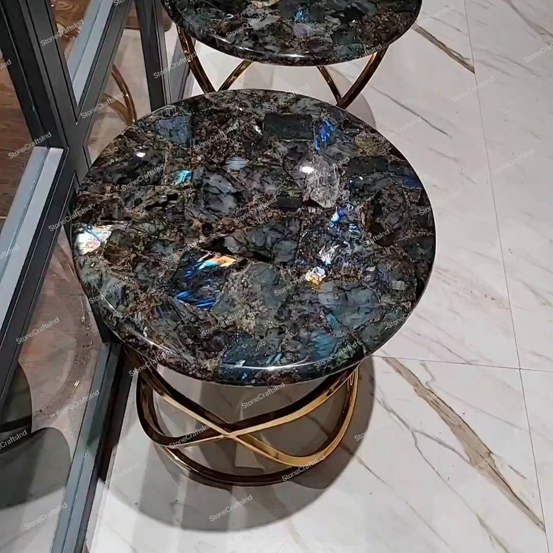 Labradorite Round Coffee Dining Table Top, Labradorite Stone Sofa ...