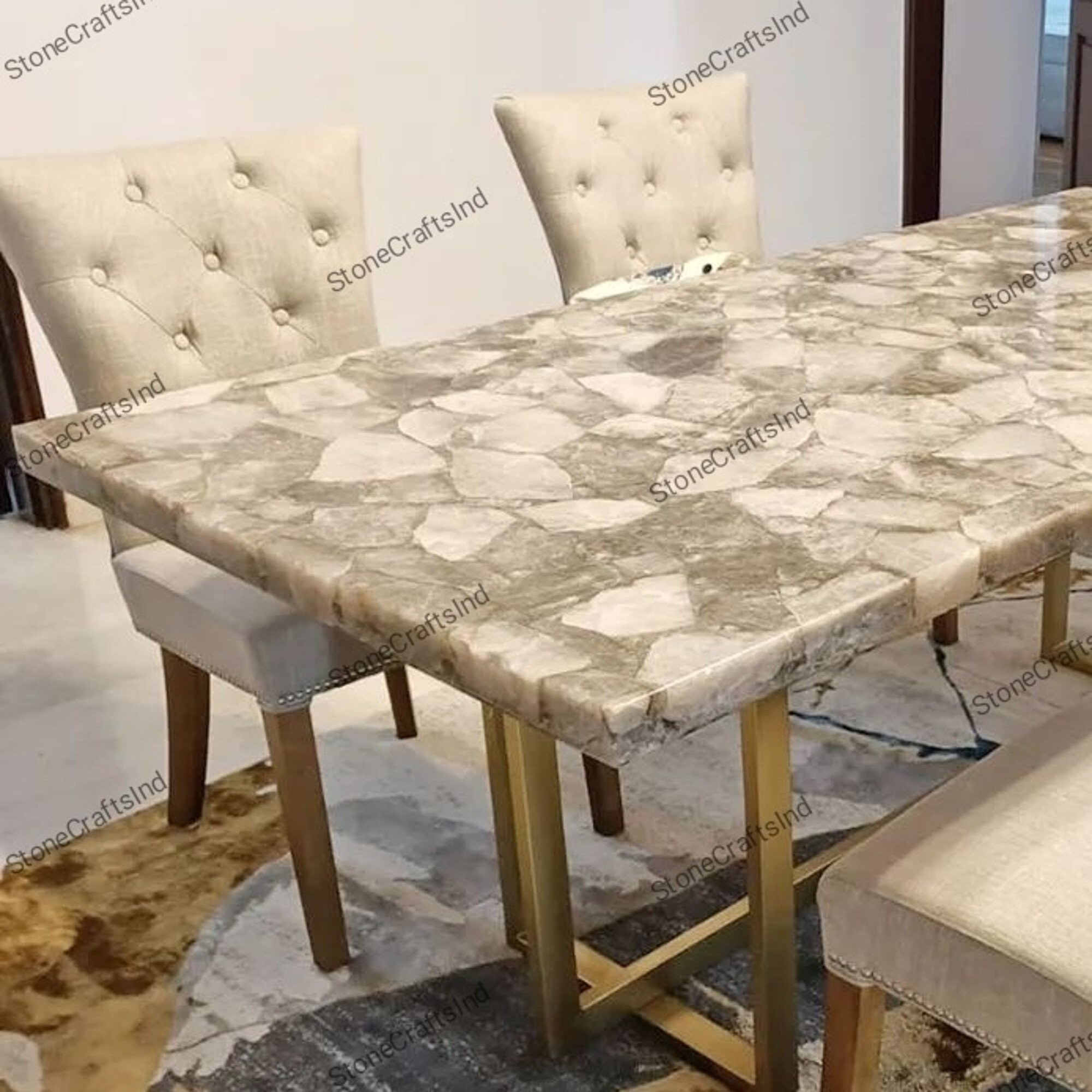 Smoky Quartz Dining Table Top, Natural Smoky Crystal Quartz Hallway ...