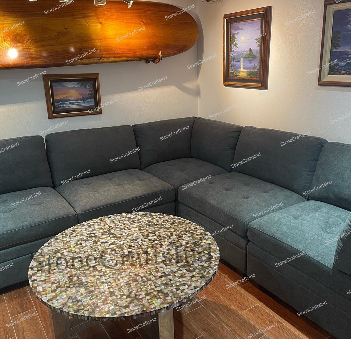 Mother of Pearl Coffee Center Table Top, Black Mop Dining Table Top ...