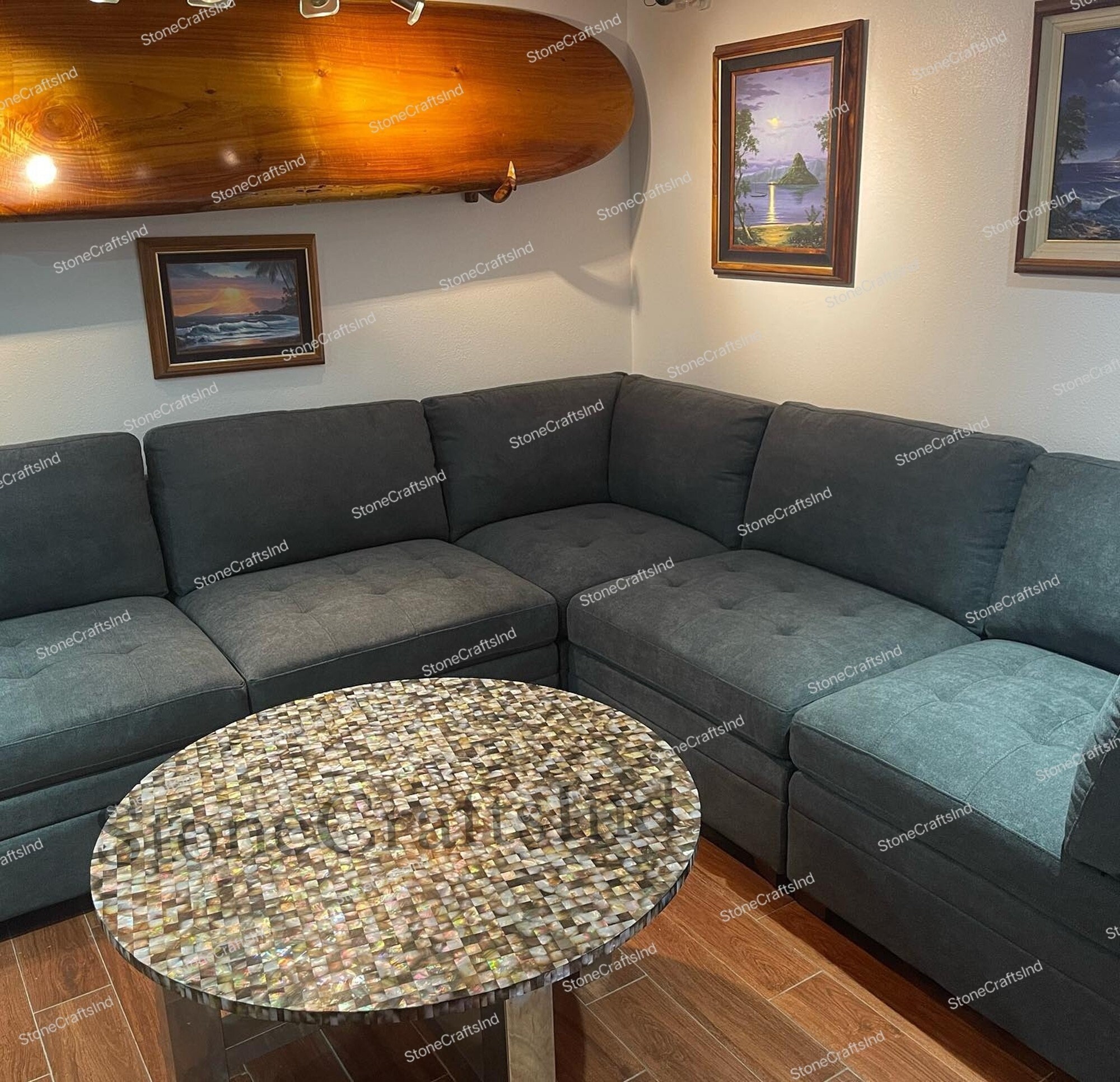 Mother of Pearl Coffee Center Table Top, Black Mop Dining Table Top ...