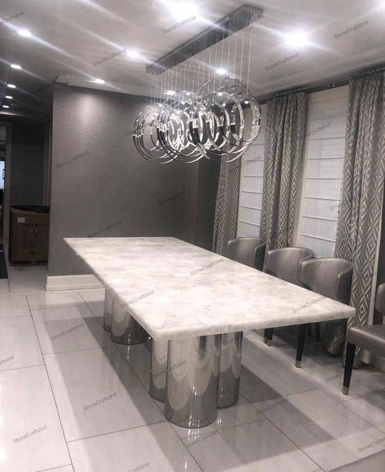 Natural White Crystal Quartz Dining Table Top, White Quartz Sofa Coffee ...