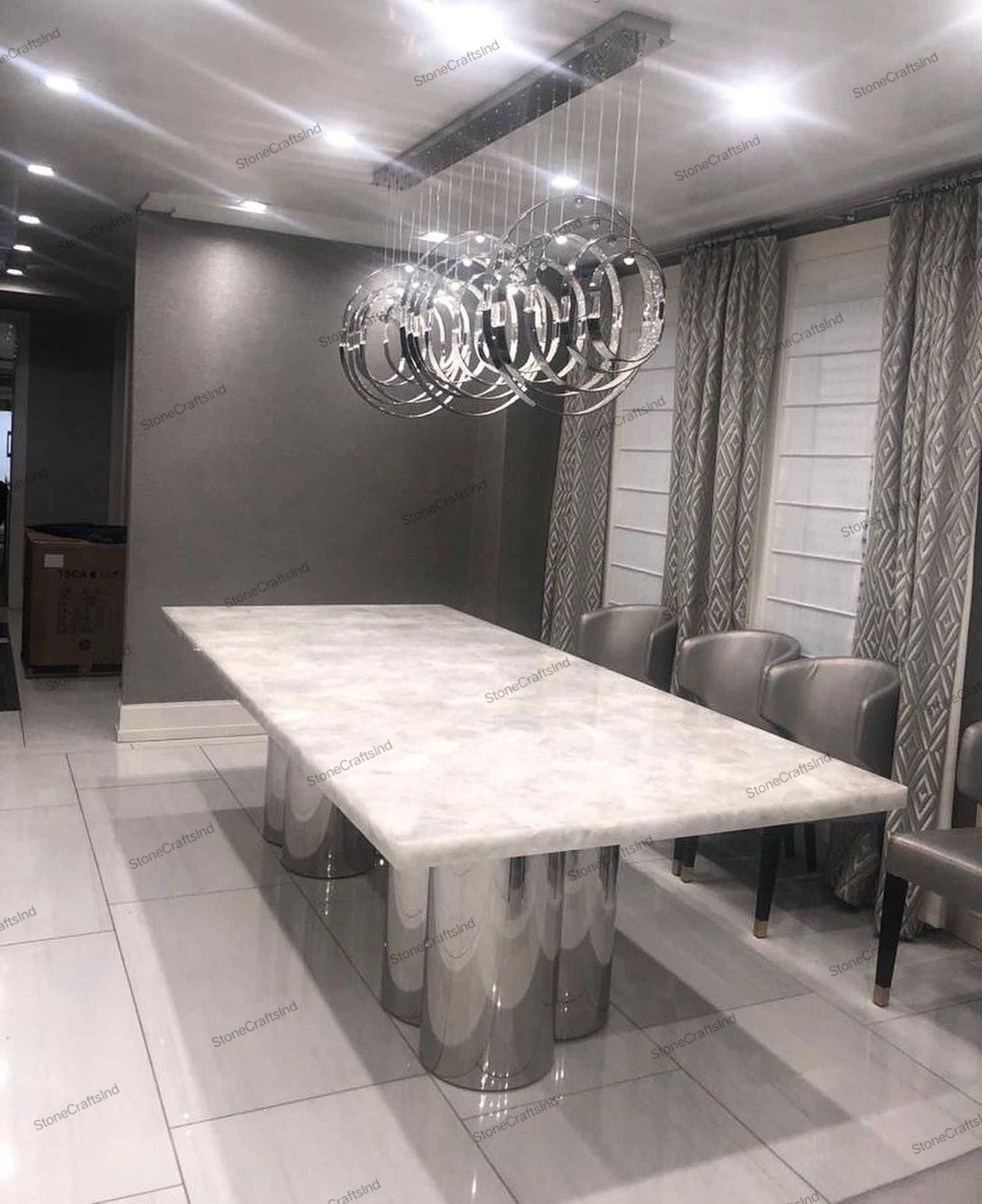 Natural White Crystal Quartz Dining Table Top, White Quartz Sofa Coffee ...
