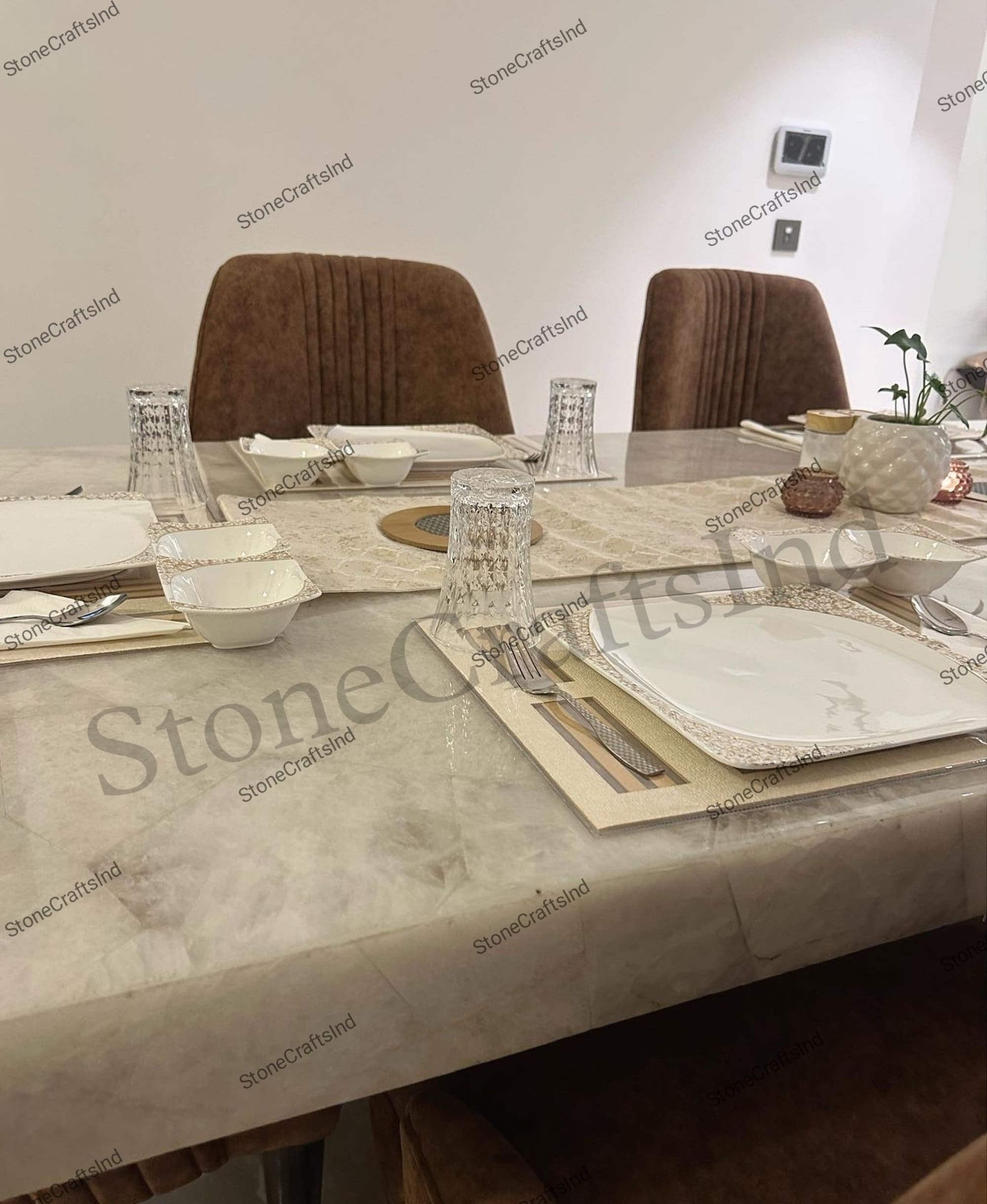 White Quartz Dining Table Top, Natural White Crystal Quartz Living Room ...