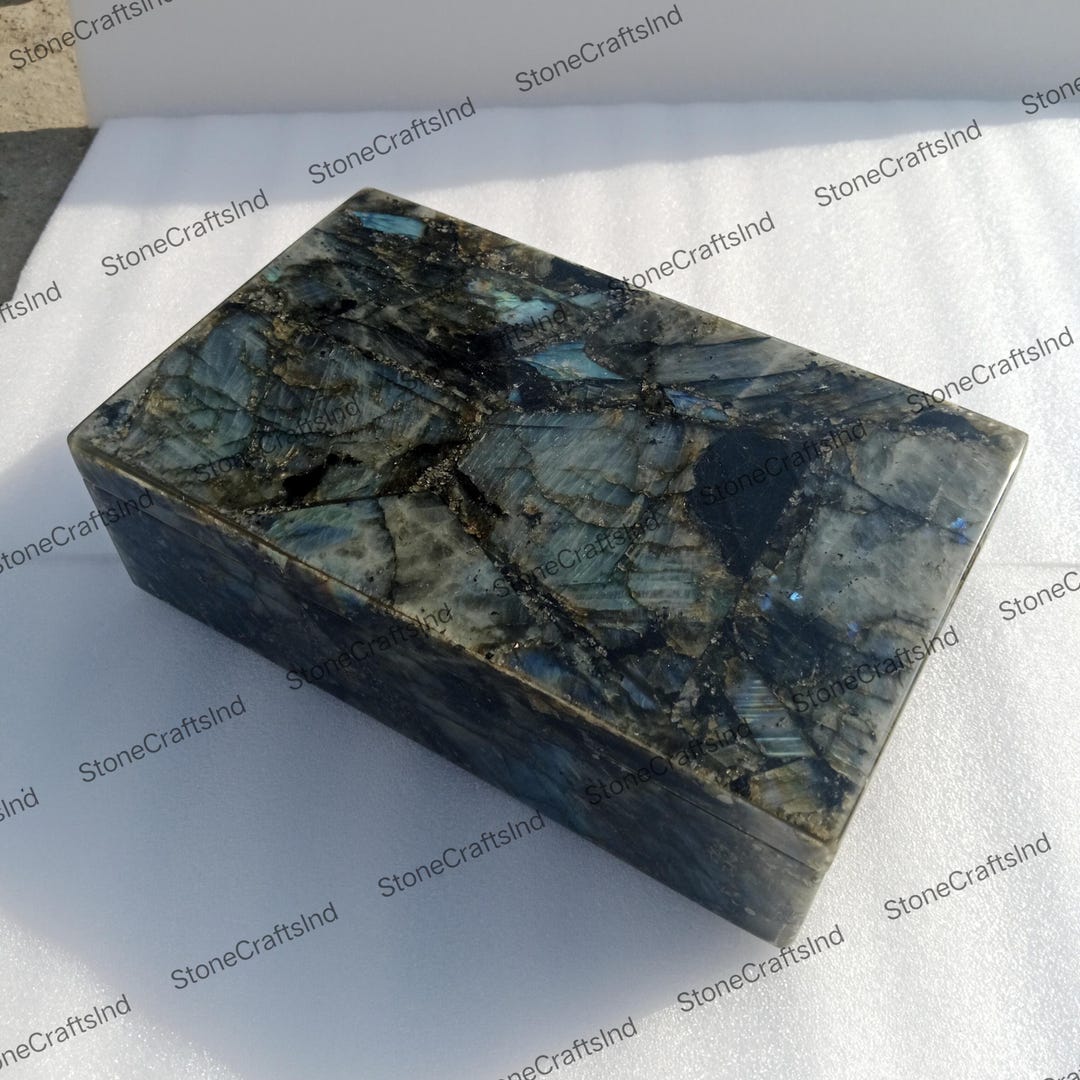 Labradorite Jewelry Box | Stone Jewelry Box Gift for Home | Rectangle Labradorite Stone Box With ...