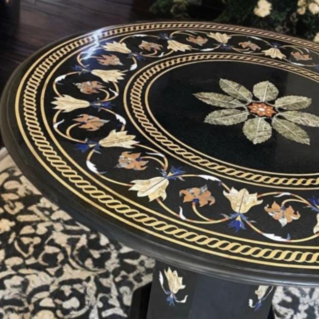 Handicraft Marble Inlay Table Top, Semiprecious Stones Inlay, Pietra ...