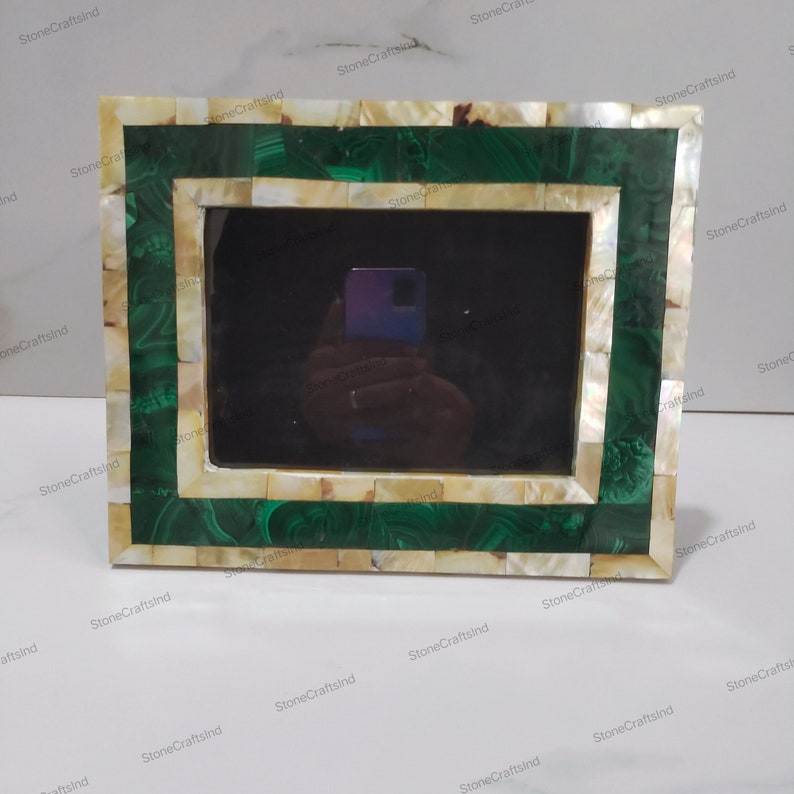Malachite & Mother of Pearl Picture Frame / Natural Semiprecious Stones ...