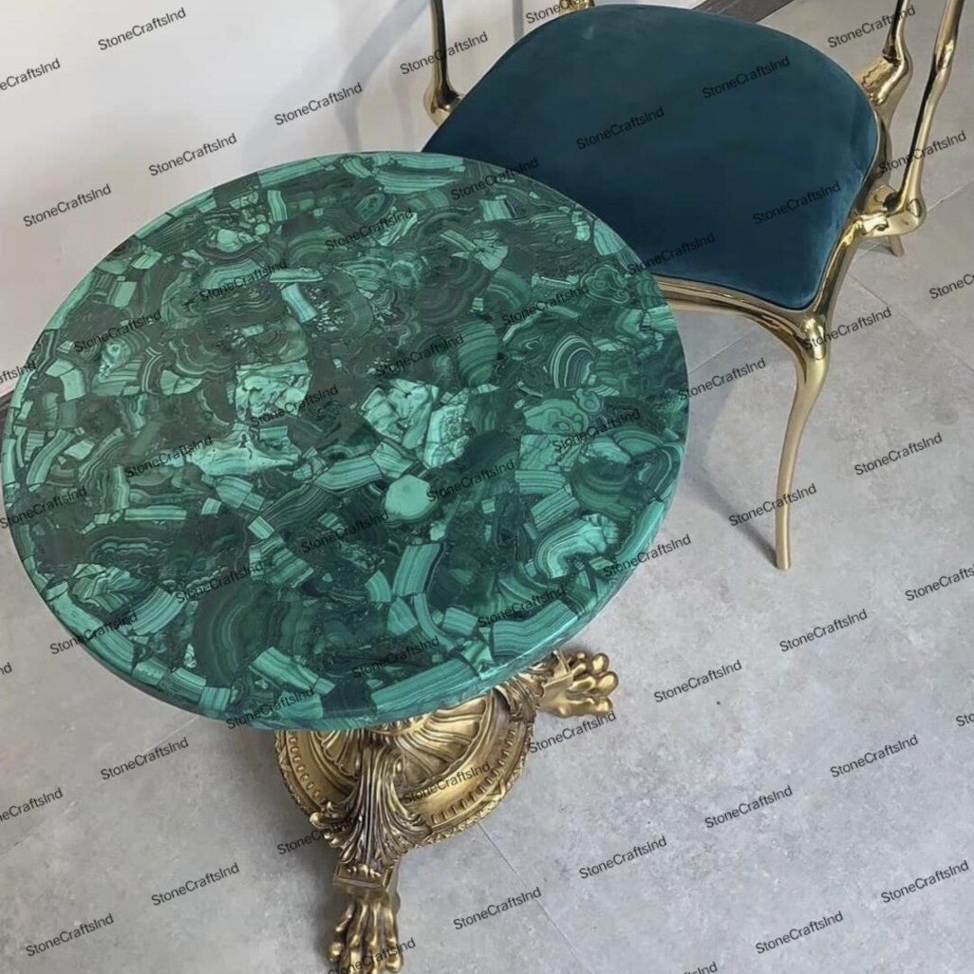 Malachite Table Top, Natural Stone Art, Kitchen & Dining Furniture - Etsy