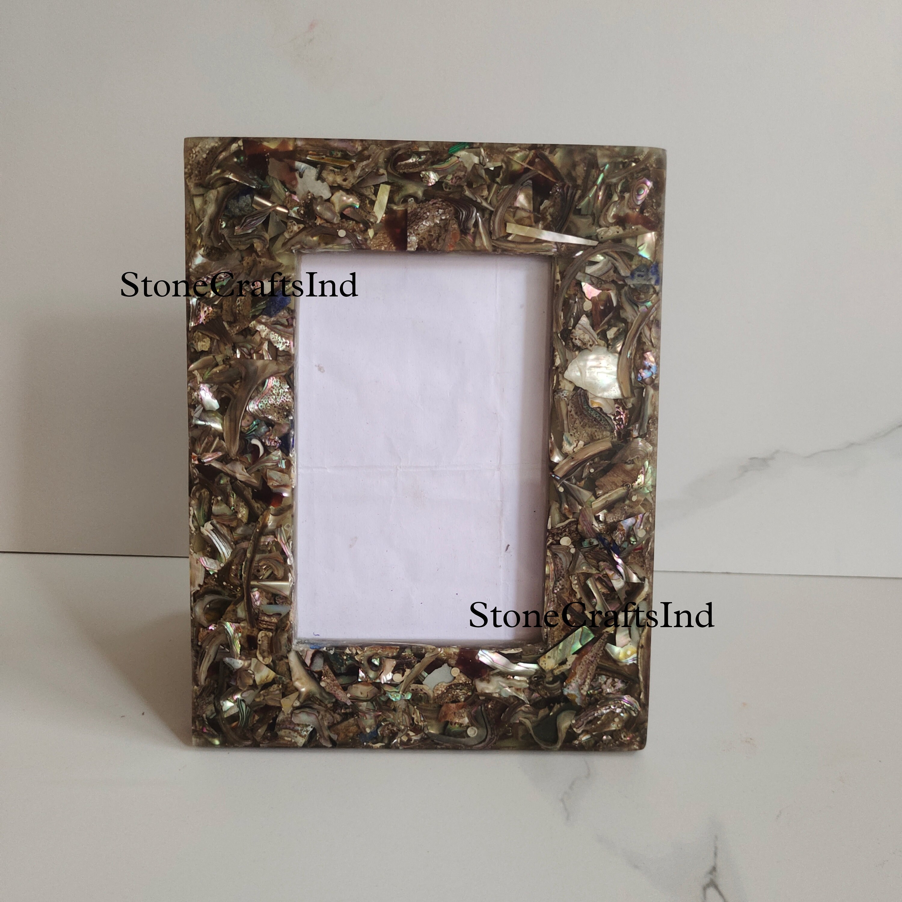Abalone Shell Photo Frame, Handmade Gemstone Decor - Etsy