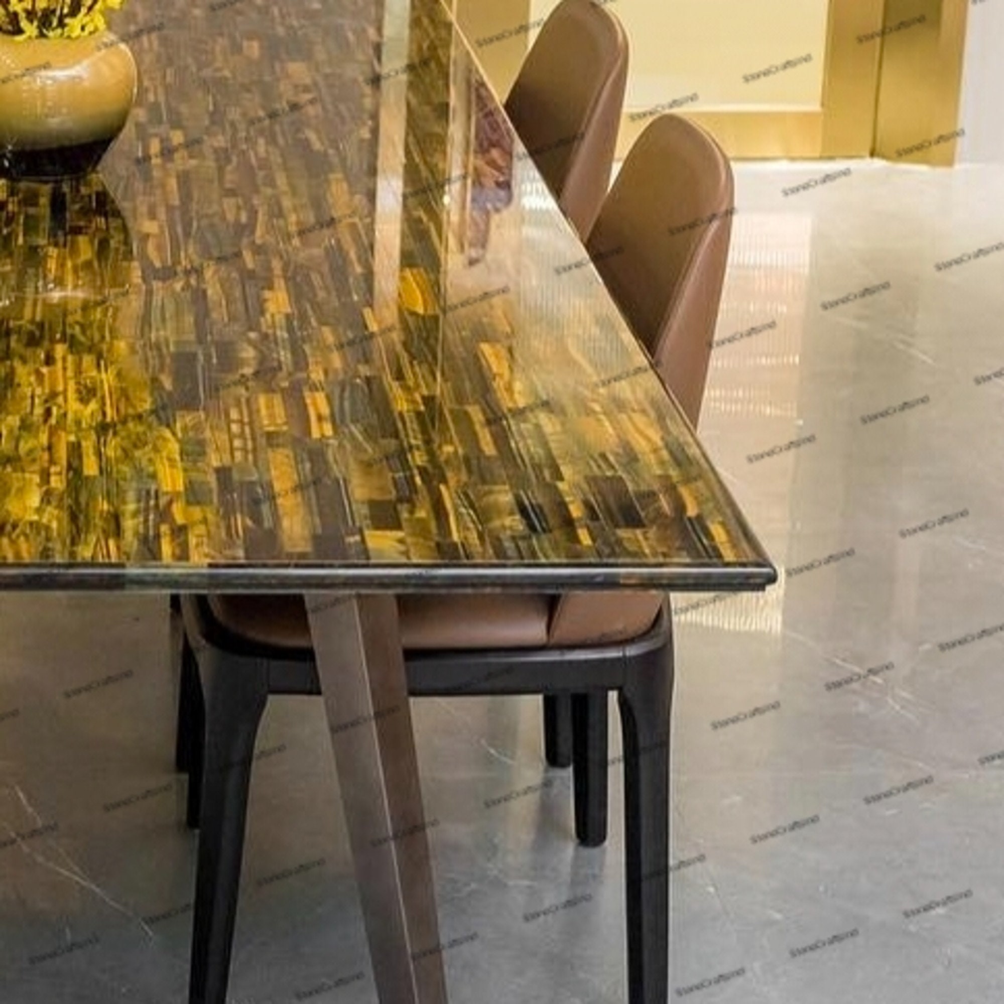 Collectible Tiger Eye Dining Living Room Table Top, Handmade Random Art ...