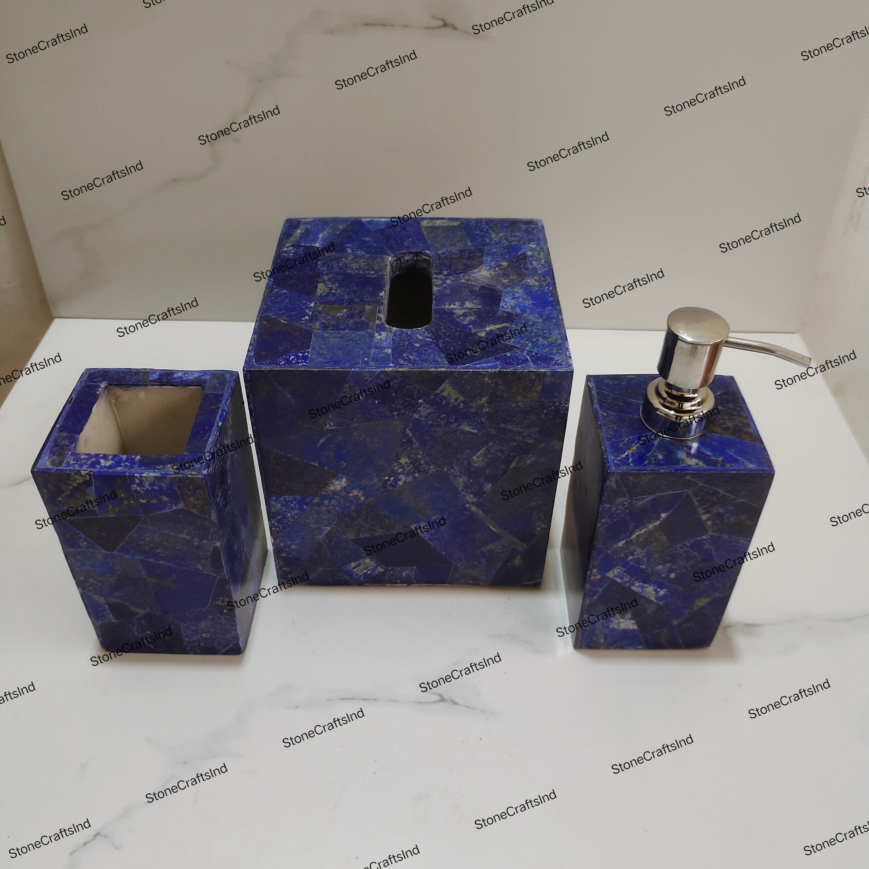 Lapis Lazuli Bathroom Accessories Set 3 Piece Lapis Lazuli - Etsy